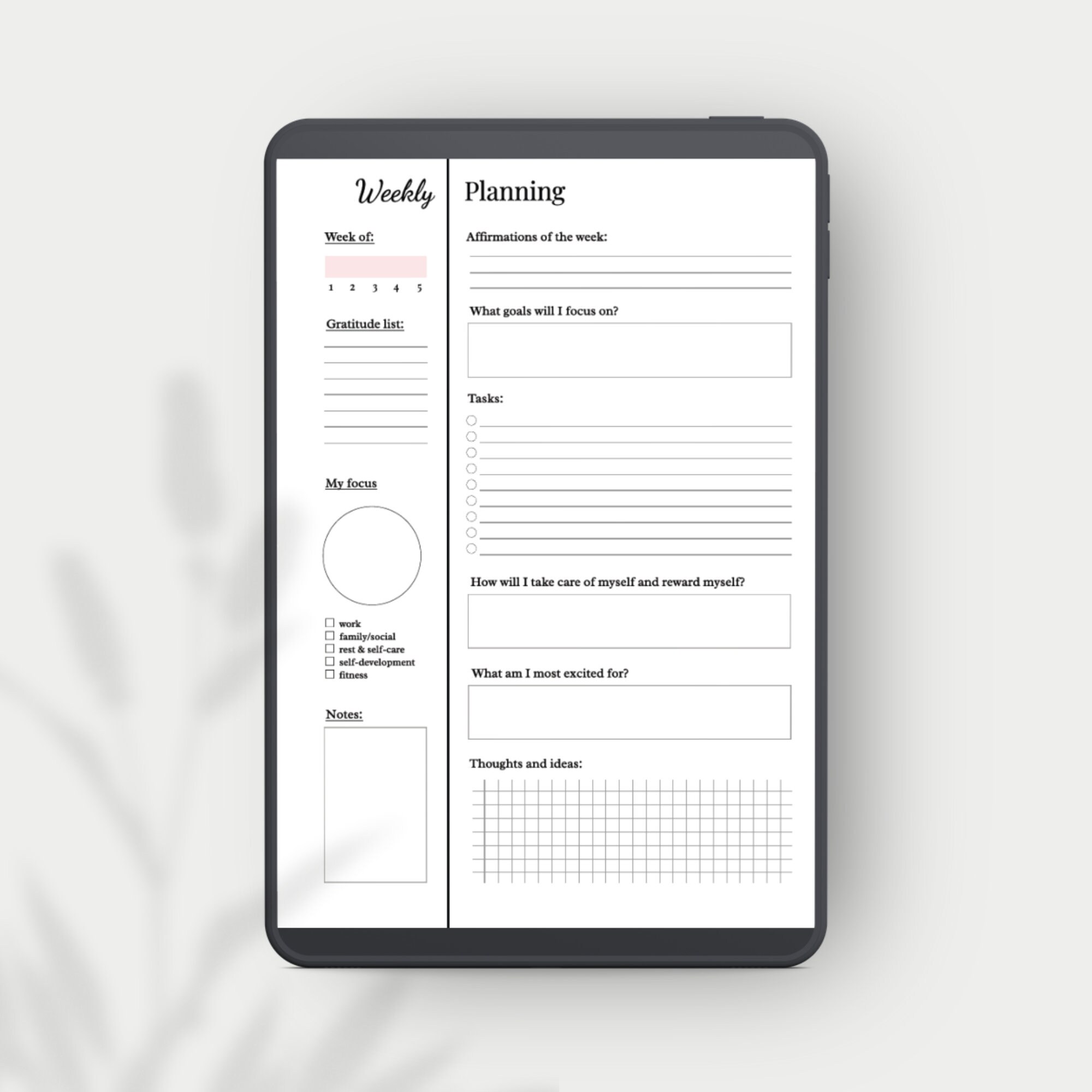 Weekly Overview Planner, Printable Week at a Glance, Plan & Review Your ...