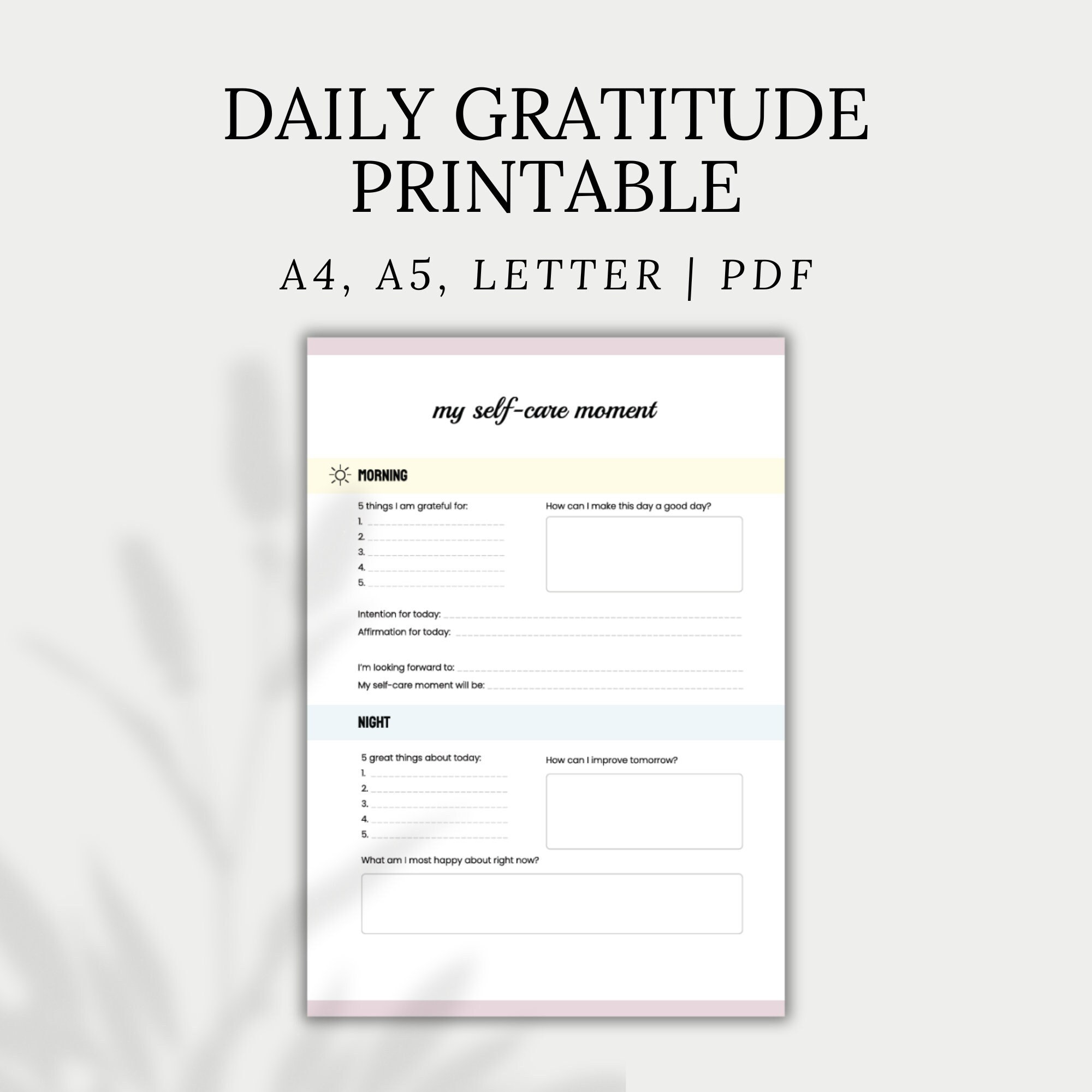 Daily Gratitude and Reflection Printable, Daily Check-in, Gratitude ...