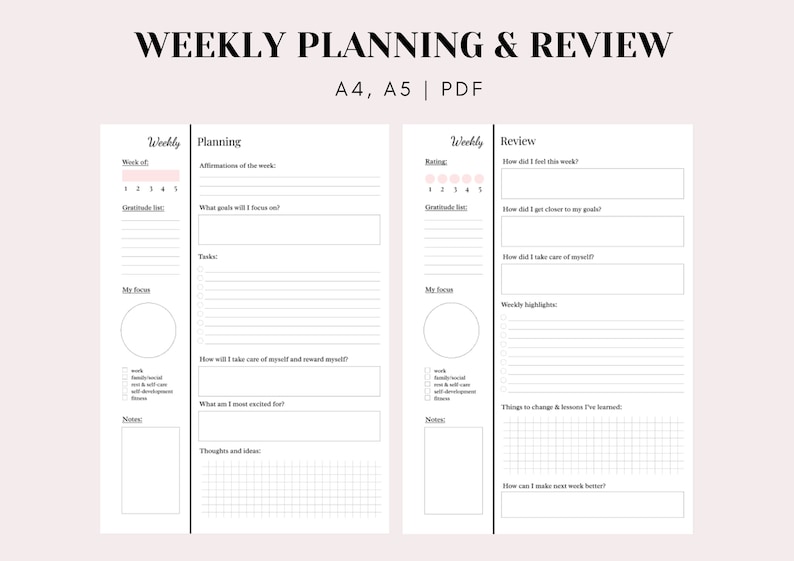 Weekly Overview Planner Printable Week at a Glance Plan & | Etsy