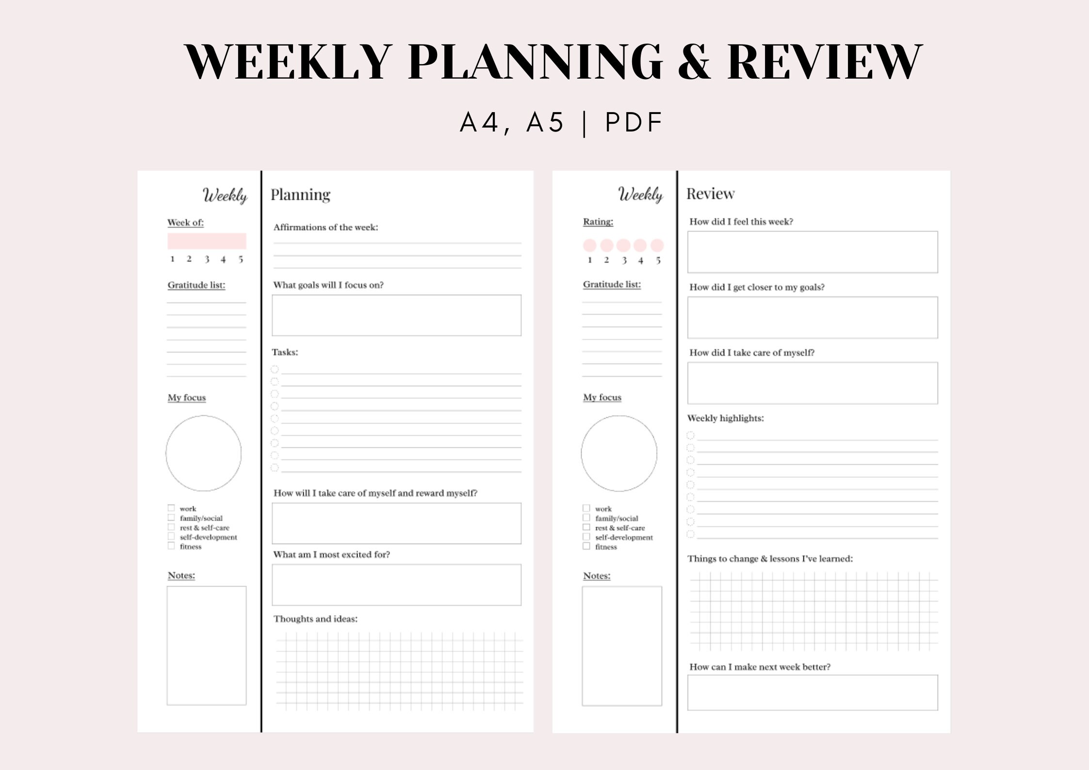 Weekly Overview Planner Printable Week at a Glance Plan & - Etsy