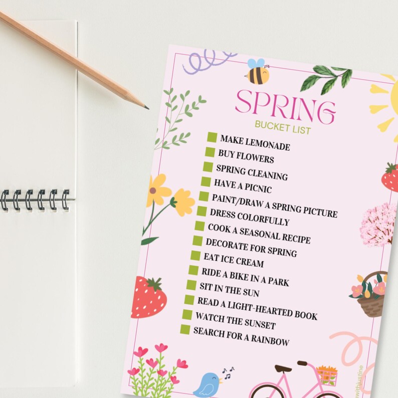 Spring Bucket List Printable - Fun Spring Activities Checklist for ...