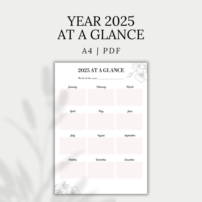 2025 Yearly Planner, Year at a Glance, 2025 Overview, Important Dates ...