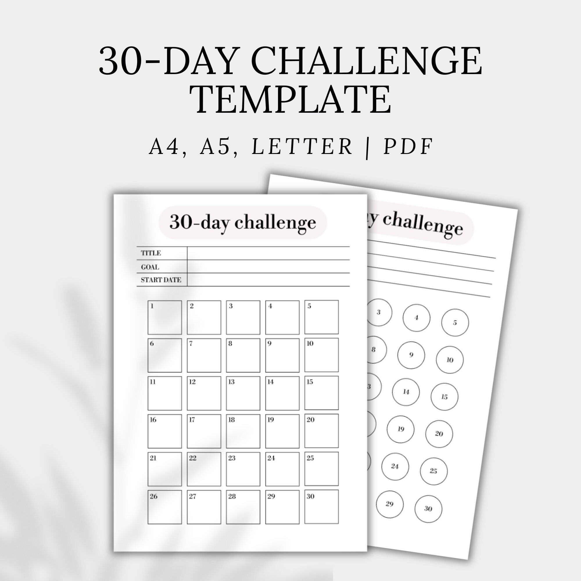 30-day Challenge Template, Printable Planner A4, A5, Letter PDF - Etsy