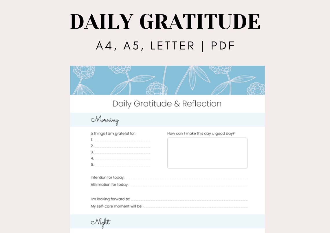 Daily Gratitude and Reflection Printable Daily Check-in - Etsy