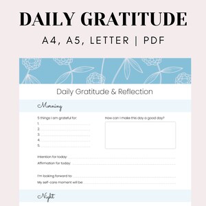 Daily Gratitude and Reflection Printable Daily Check-in - Etsy