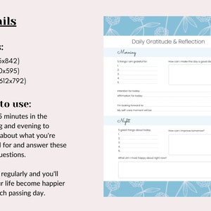Daily Gratitude and Reflection Printable Daily Check-in - Etsy