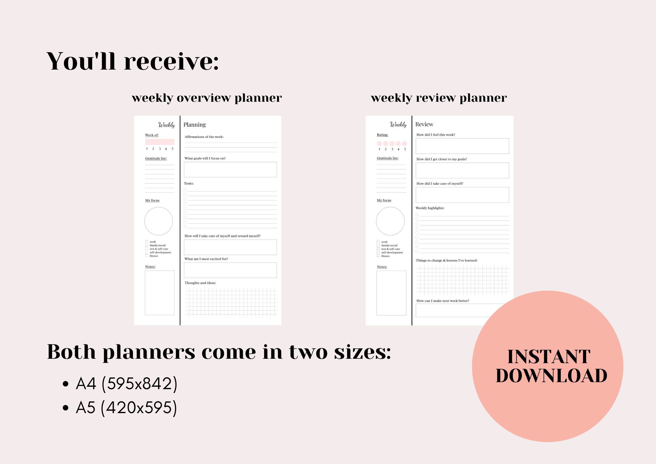 Weekly Overview Planner Printable Week at a Glance Plan & - Etsy