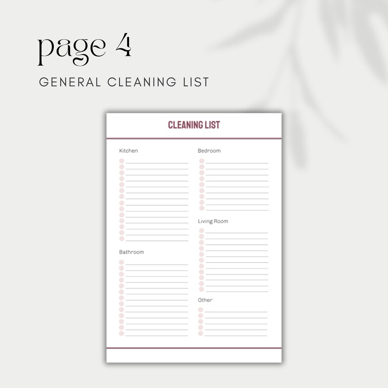 Printable Cleaning Schedule, Deep Cleaning Planner, Tidy up Checklist ...