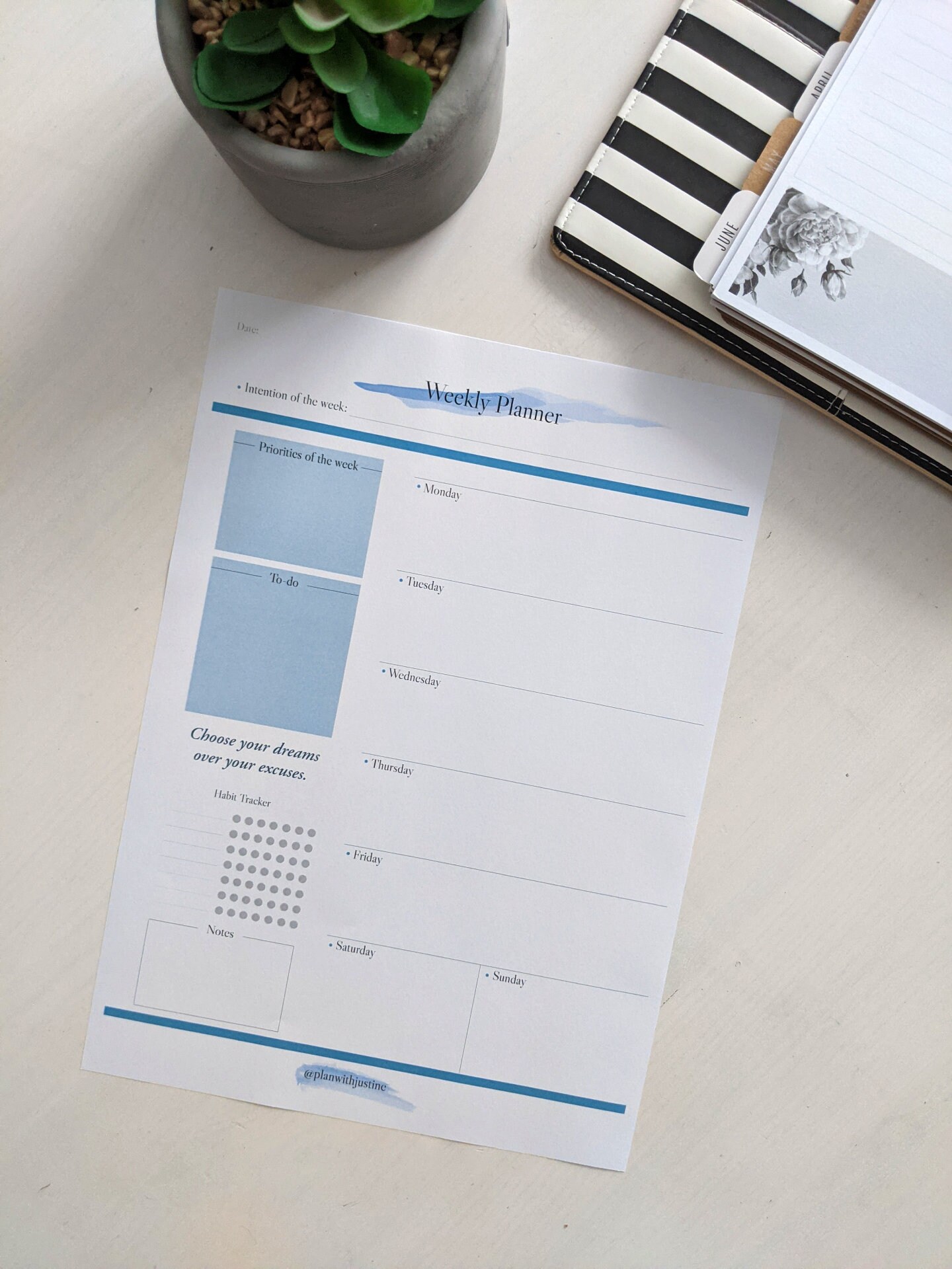 Weekly Planner Printable & Undated Weekly Schedule Week - Etsy UK