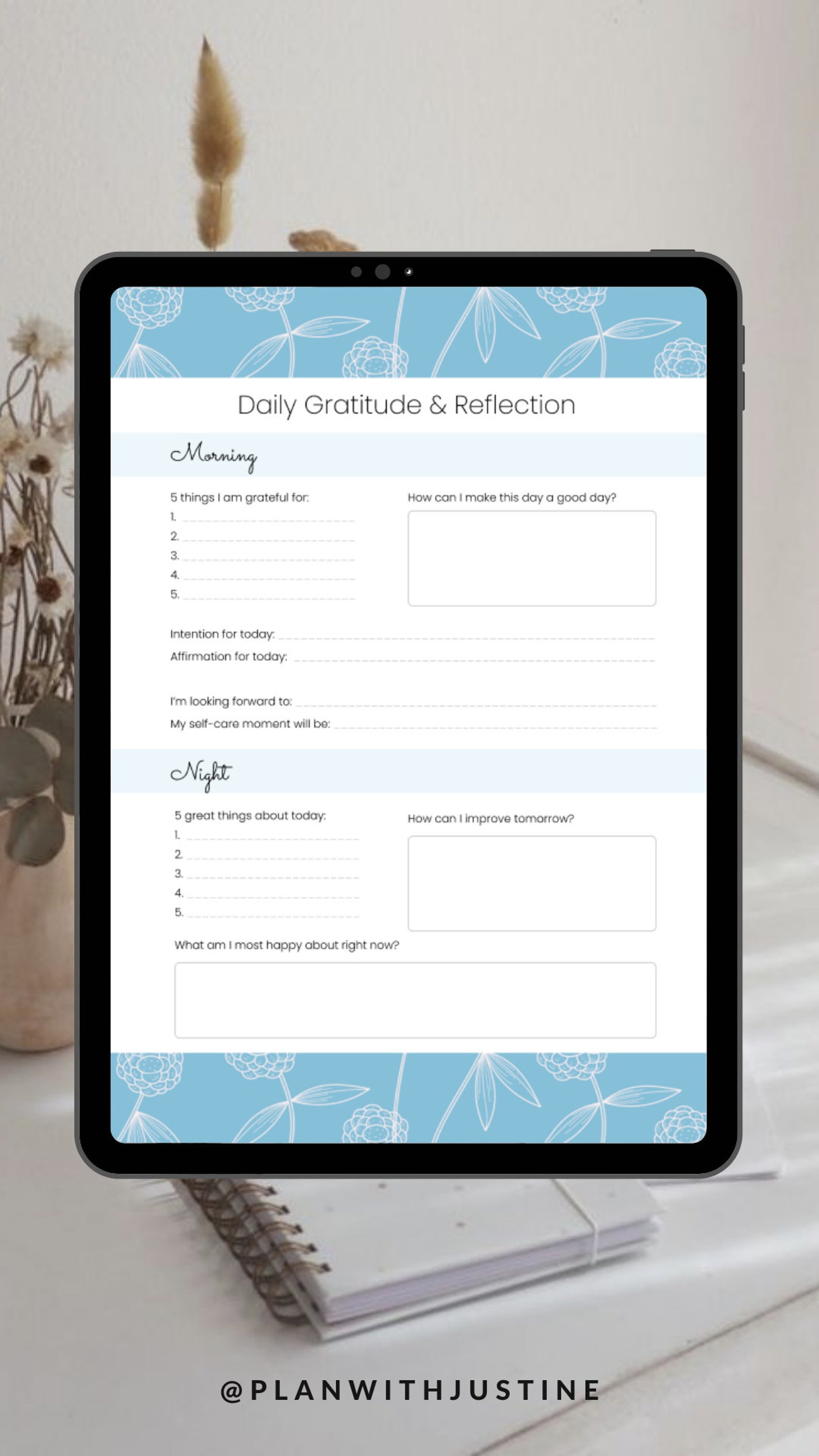 Daily Gratitude and Reflection Printable Daily Check-in - Etsy