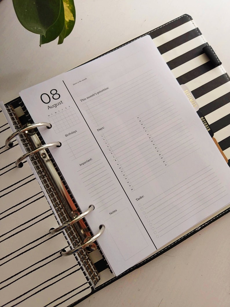 Monthly Overview Month at a Glance Month on 1 Page A4 A5 - Etsy