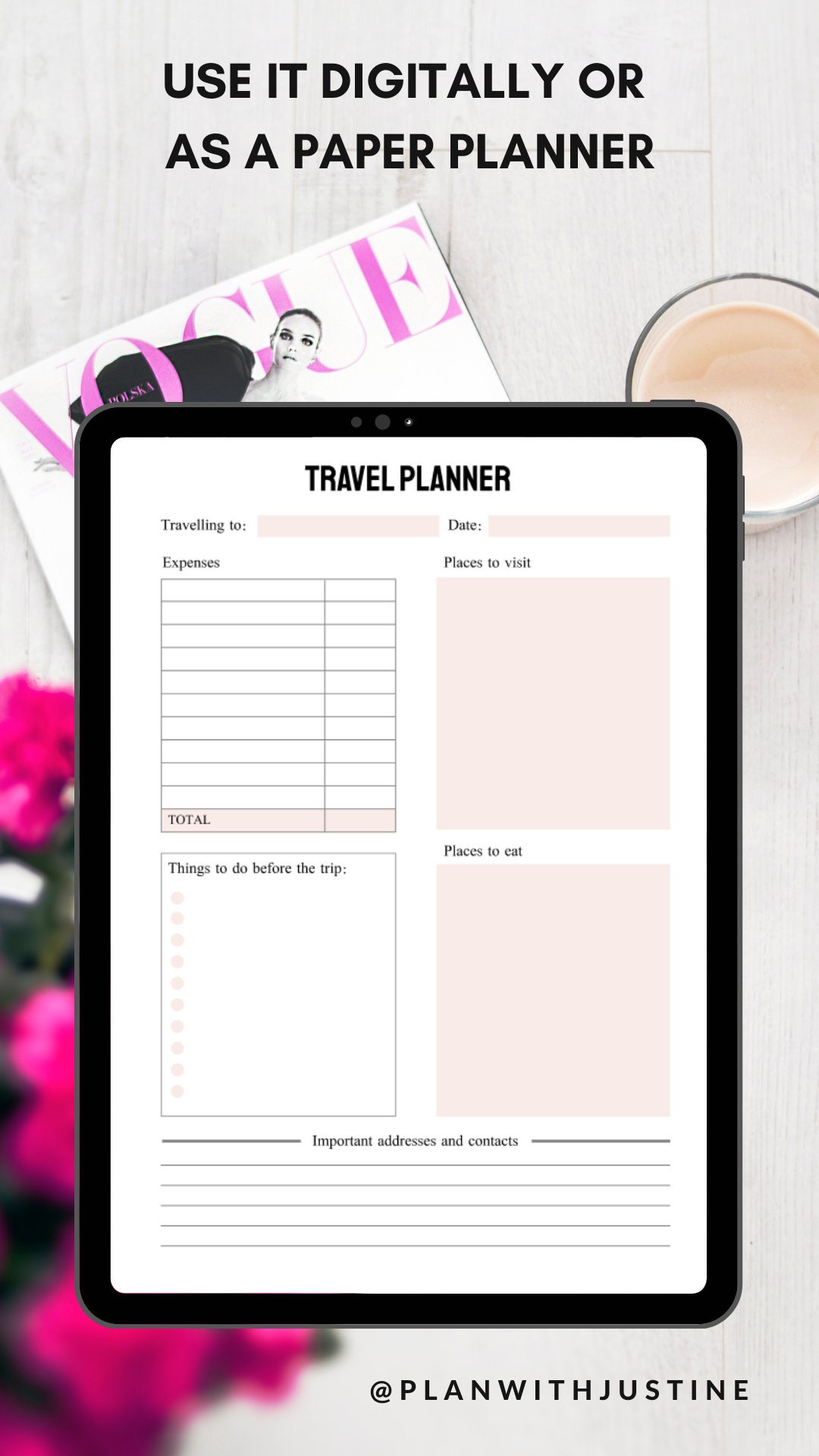 Travel Planner Kit Printable Trip Planner Packing Checklist - Etsy