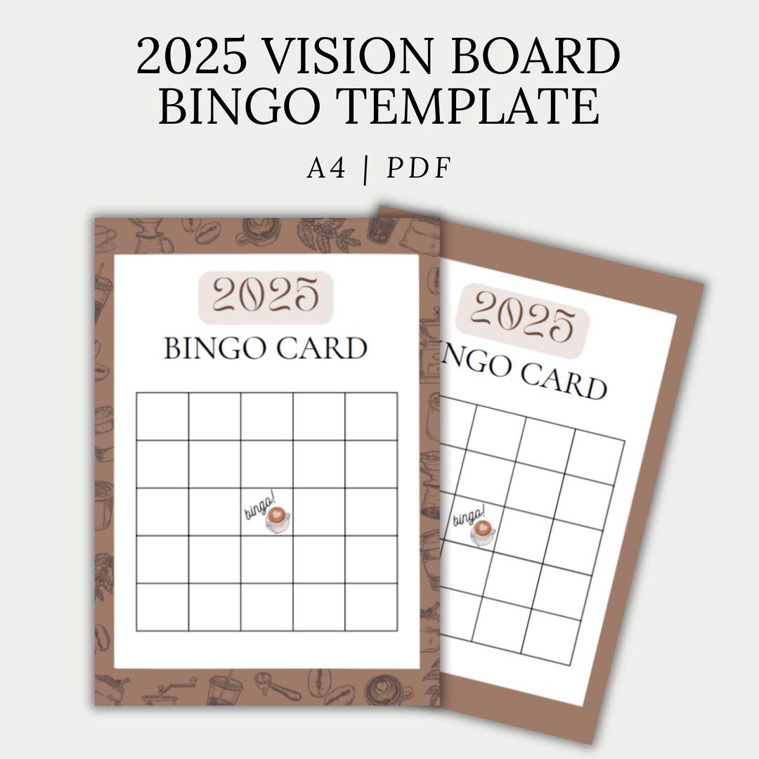 2025 Vision Board Bingo Card Template Digital Printable Goal Setting ...