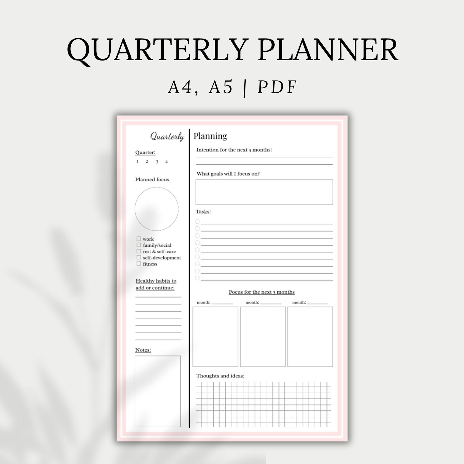 Quarterly Review & Plan, Quarterly Planner, 3 Month Check-in, 90-day ...