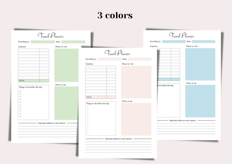 Travel Planner Kit Printable Trip Planner Packing Checklist - Etsy