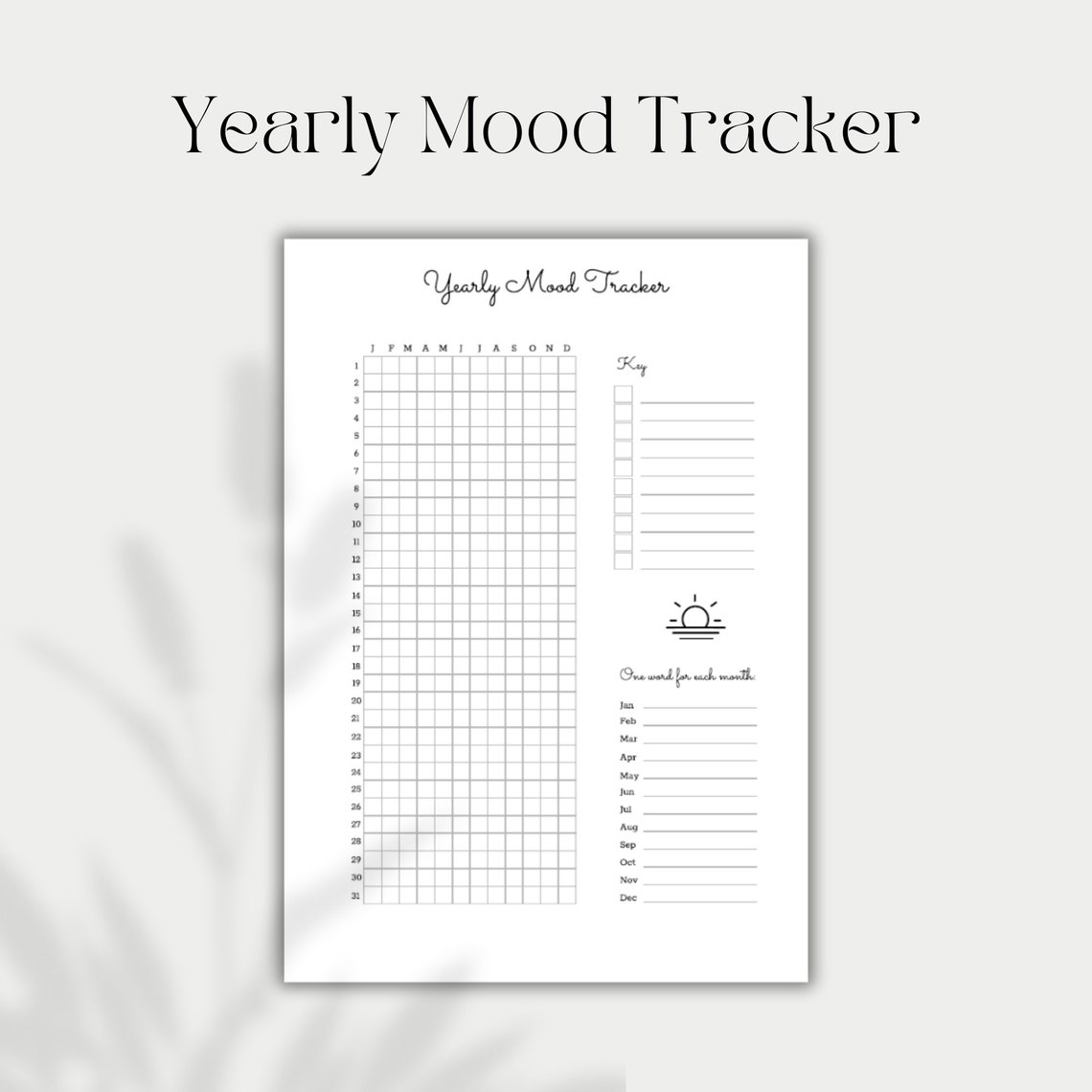 Mood Tracker, Yearly and Monthly Mood Log, Mood Chart Journal ...