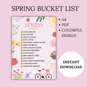 Spring Bucket List Printable - Fun Spring Activities Checklist for ...