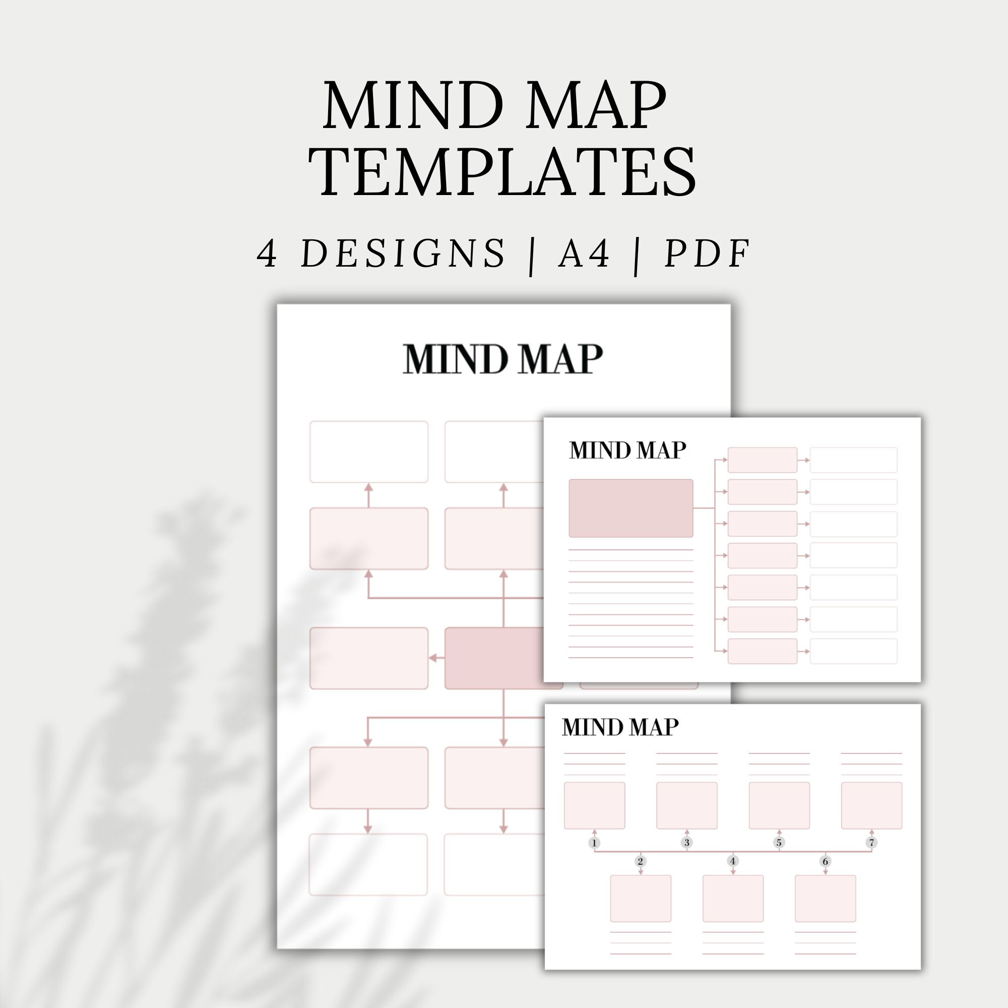 4 Mind Map Template, Printable Planners, Idea Boards, Template for ...