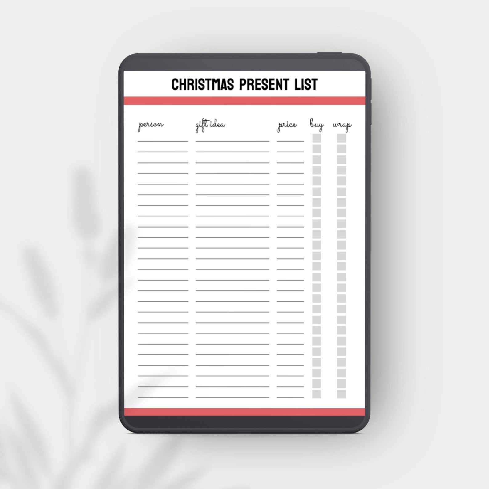 Christmas Gift Planner, Shopping List, Xmas Present Tracker, Gift ...