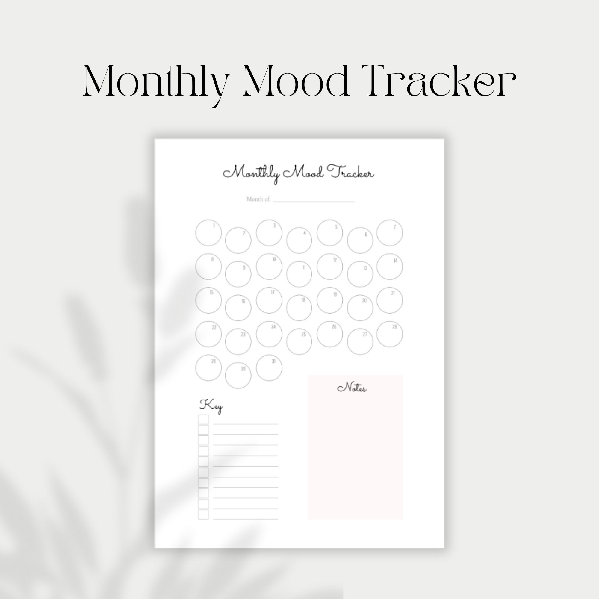 Mood Tracker, Yearly and Monthly Mood Log, Mood Chart Journal ...