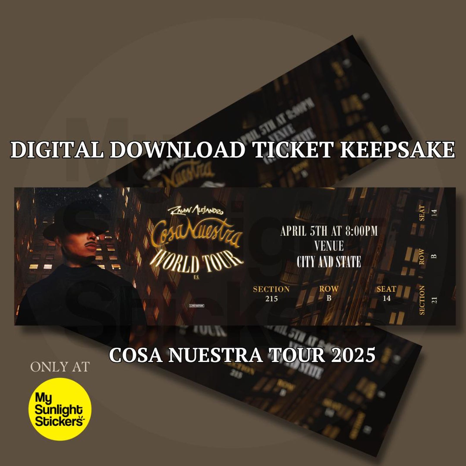 Rauw Alejandro DIGITAL Custom Ticket Cosa Nuestra Tour 2025 Concert ...