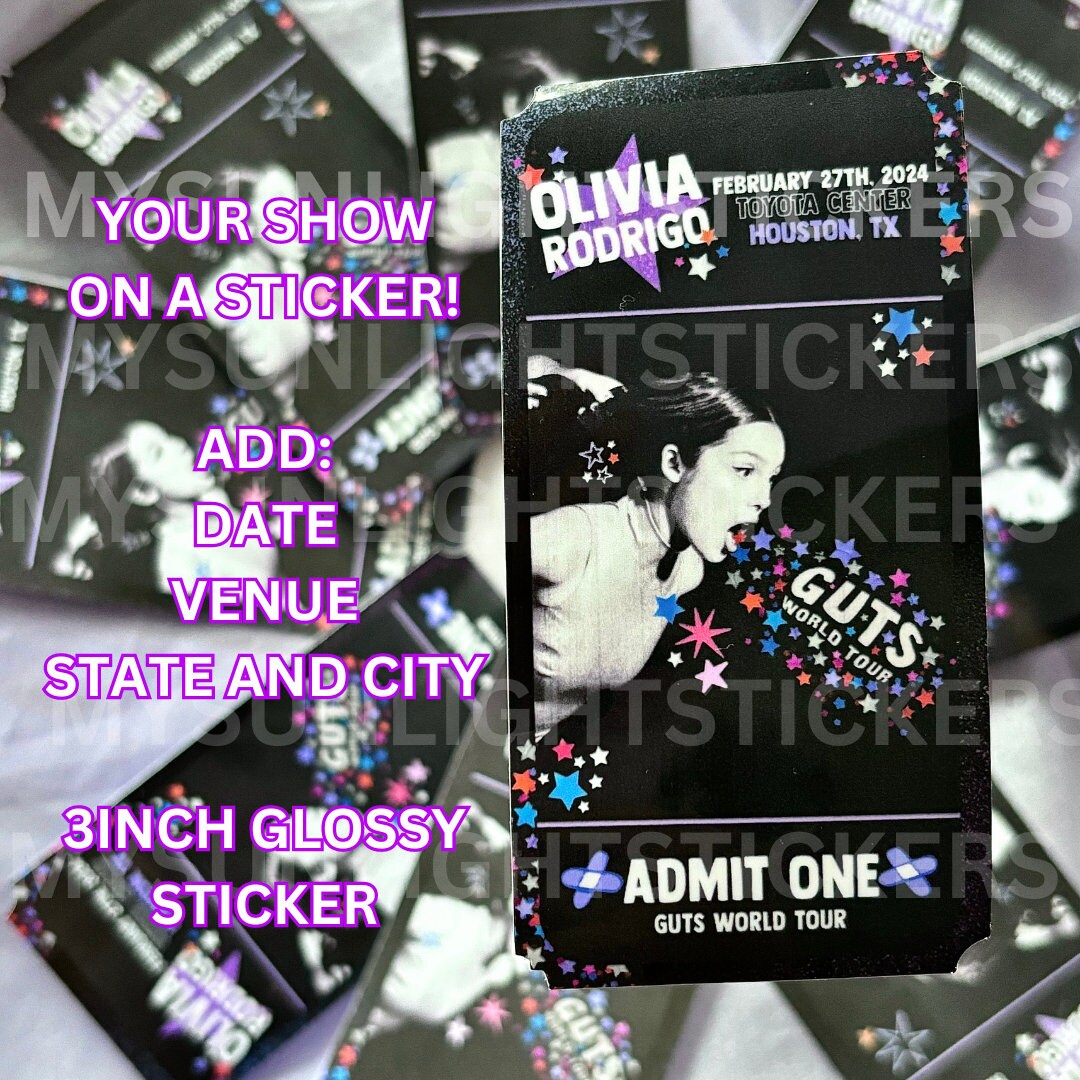 Olivia Rodrigo GUTS TOUR Customizable Sticker Tour Merch 2024 Olivia ...