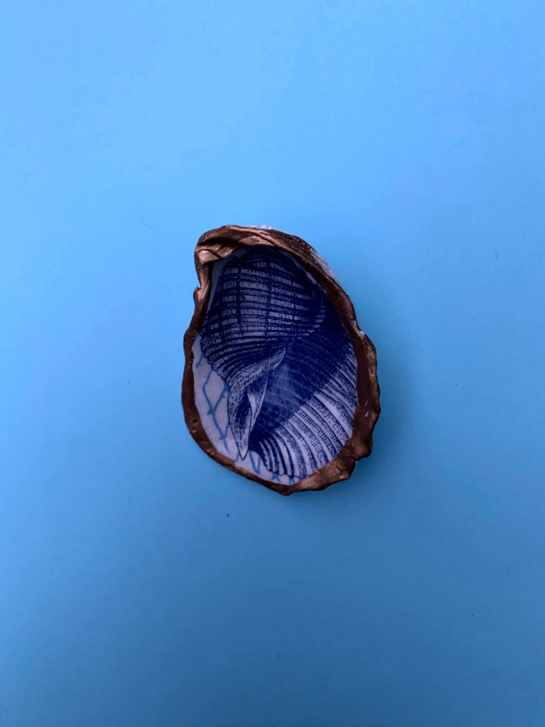 Blue Shell Designed Oyster Shell - Etsy