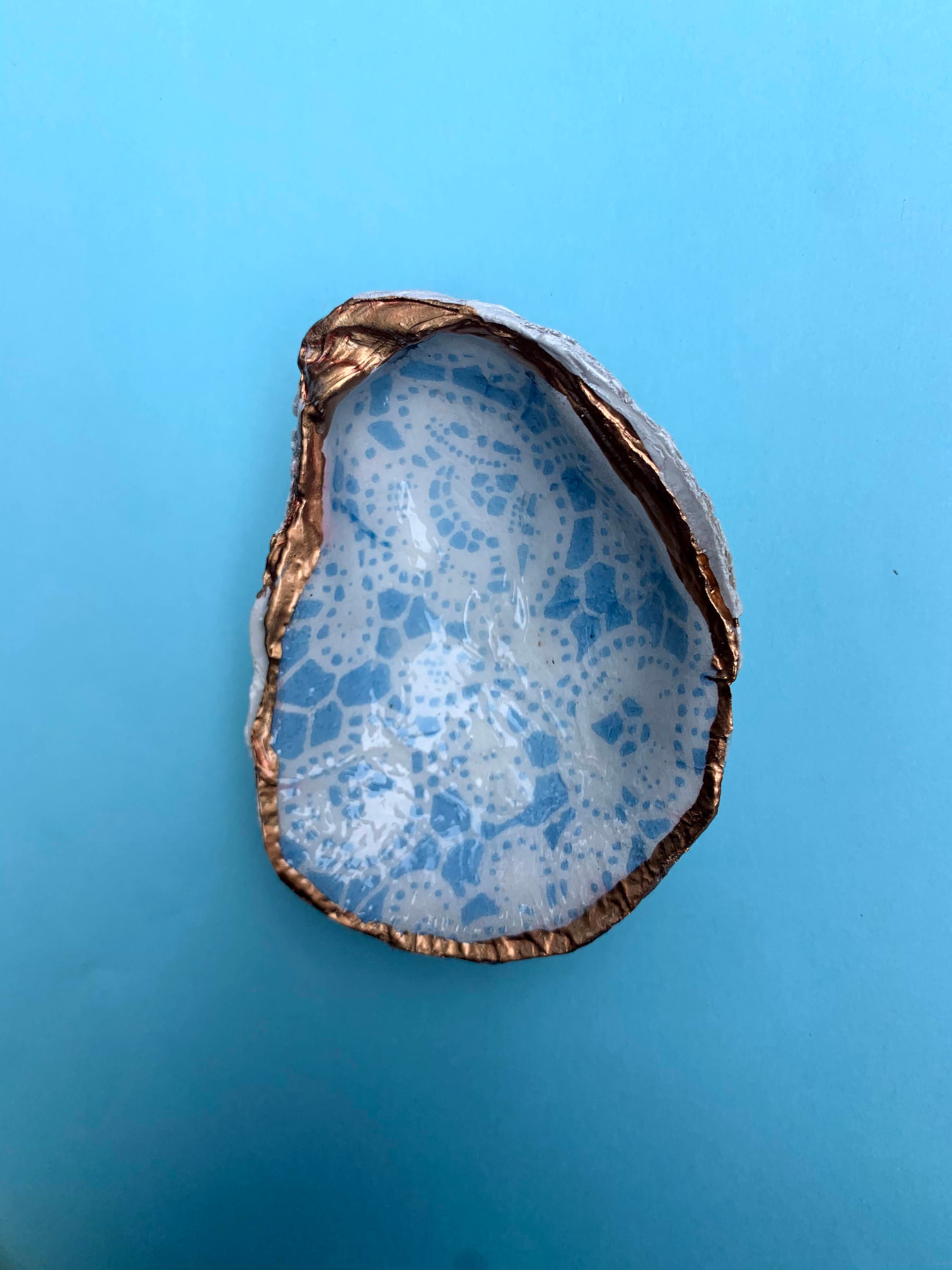Baby Blue Floral Oyster Shell - Etsy