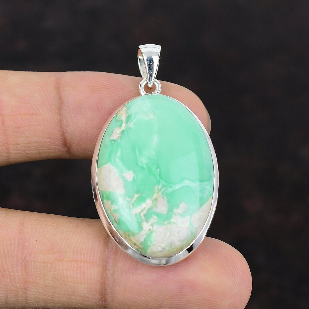 Variscite Pendant Natural Gemstone Pendant 925 Sterling Silver Pendant ...