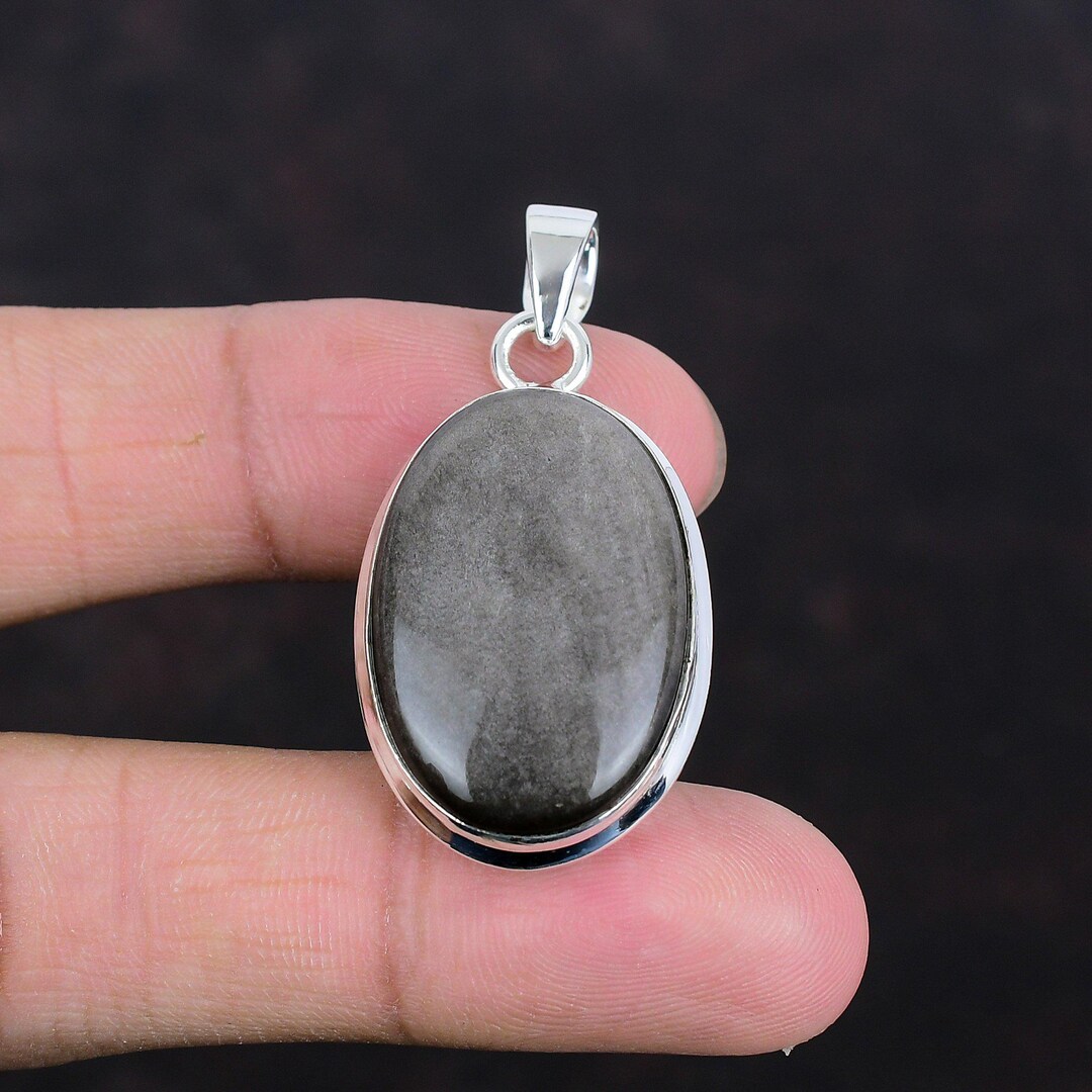 Silver Sheen Obsidian Pendant: Handmade 925 Sterling Silver Jewelry - Etsy