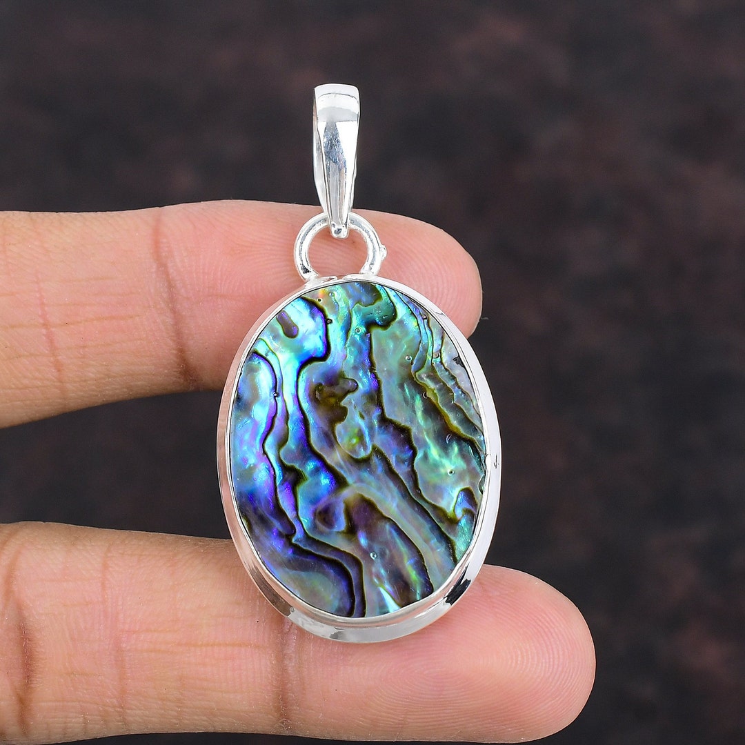 Handmade Abalone Shell Pendant: 925 Sterling Silver Gemstone Jewelry - Etsy