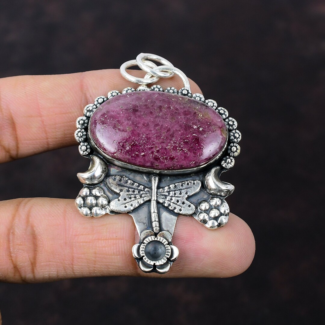 Rhodonite Pendant Handmade Beautiful Jewelry 925 Sterling Silver ...