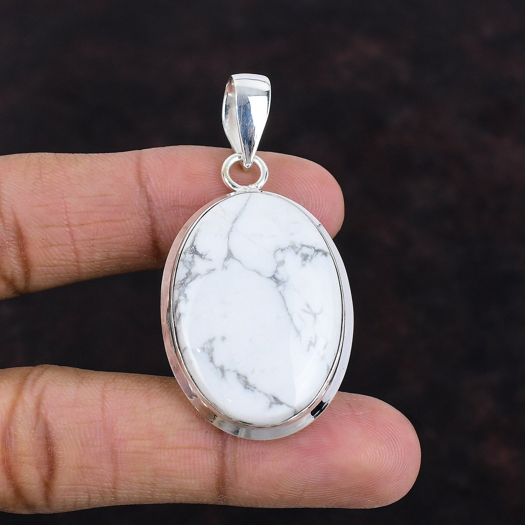 Howlite Pendant Natural Gemstone Pendant Handmade Jewelry 925 Sterling ...