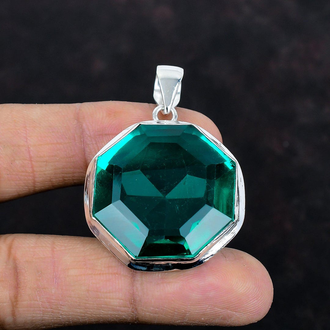 Faceted Chrome Diopside Pendant: Handmade Sterling Silver Gemstone ...