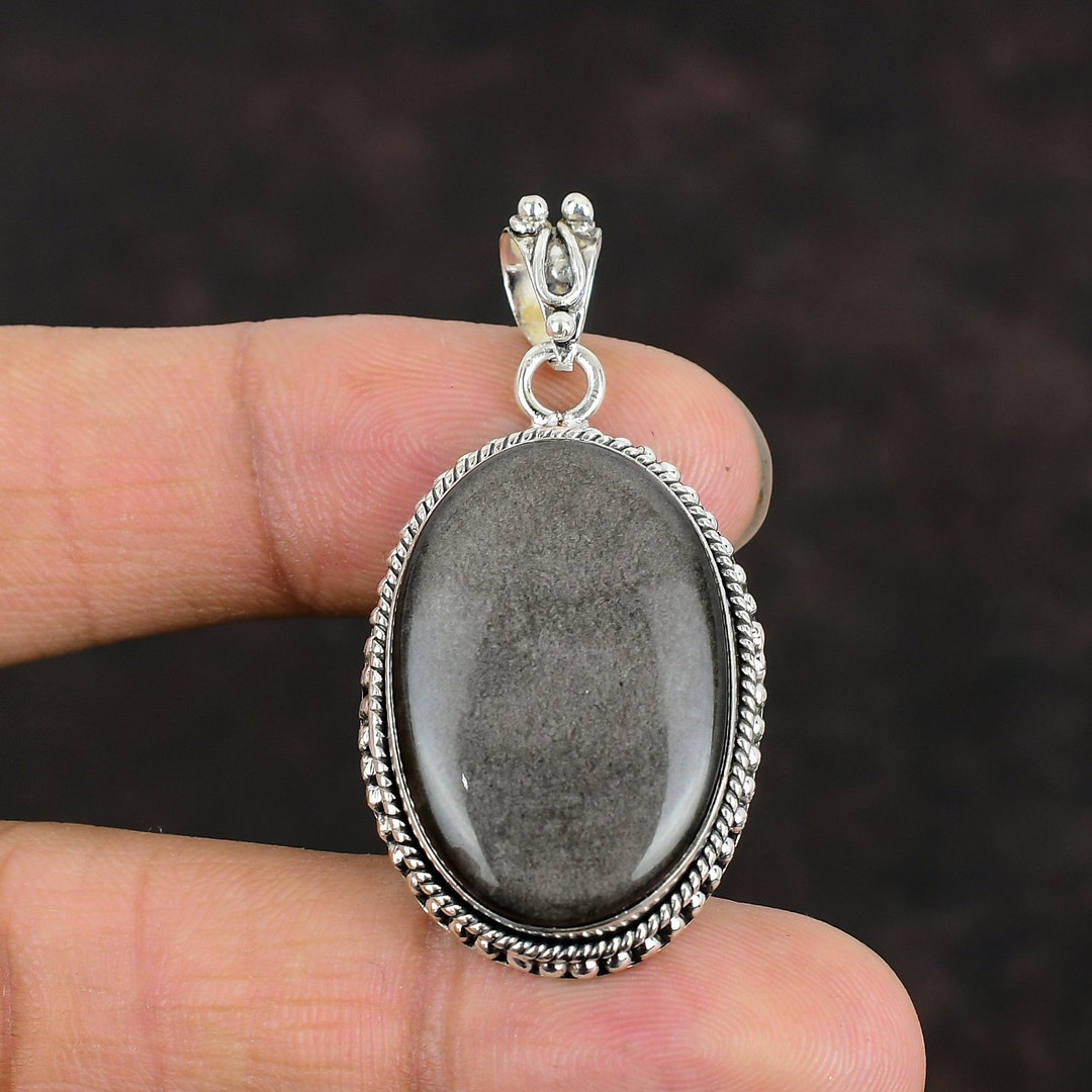 Silver Sheen Obsidian Pendant Original Gemstone Pendant Elegant Jewelry ...