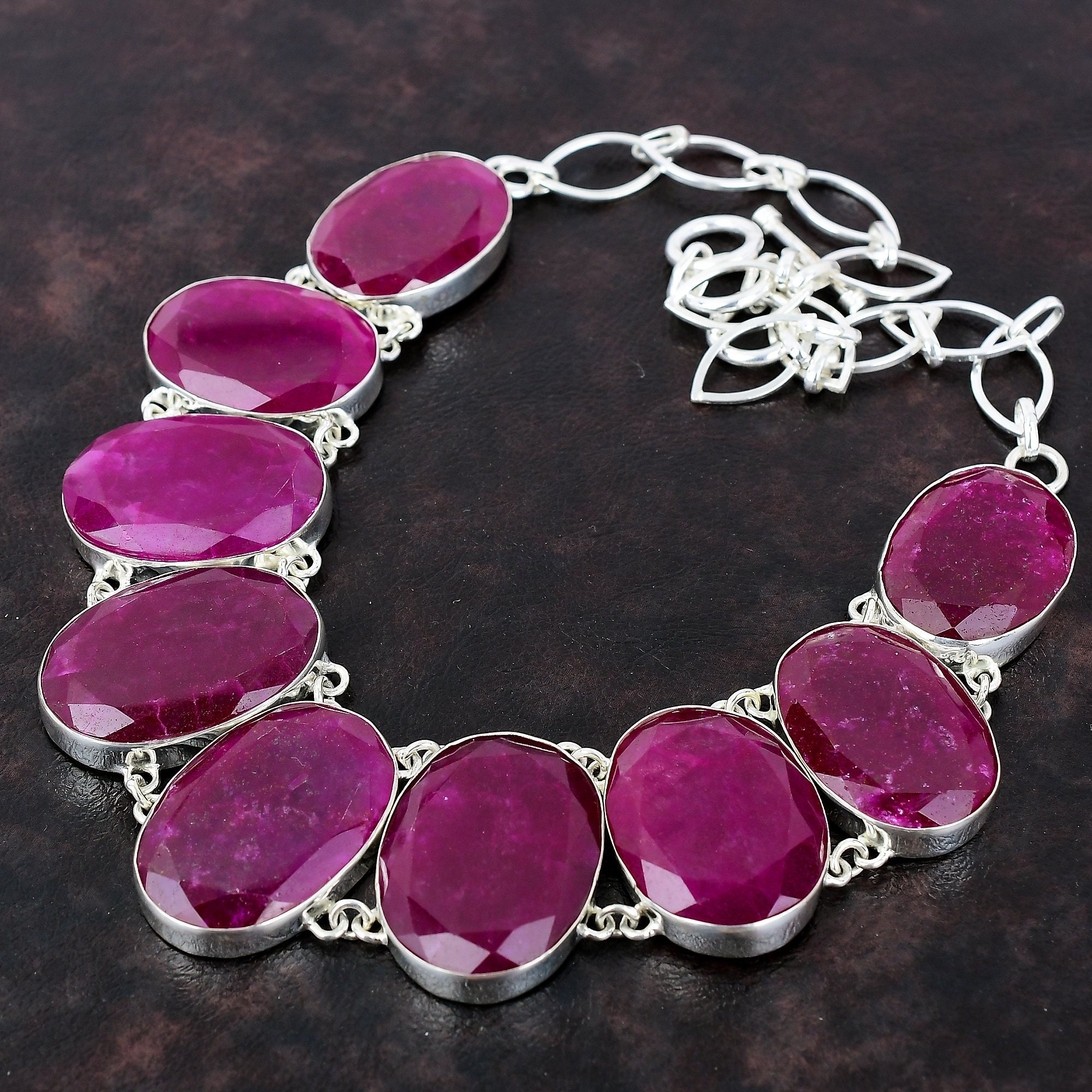 Handmade Kashmir Ruby Necklace: Faceted Gemstone, Sterling Silver - Etsy