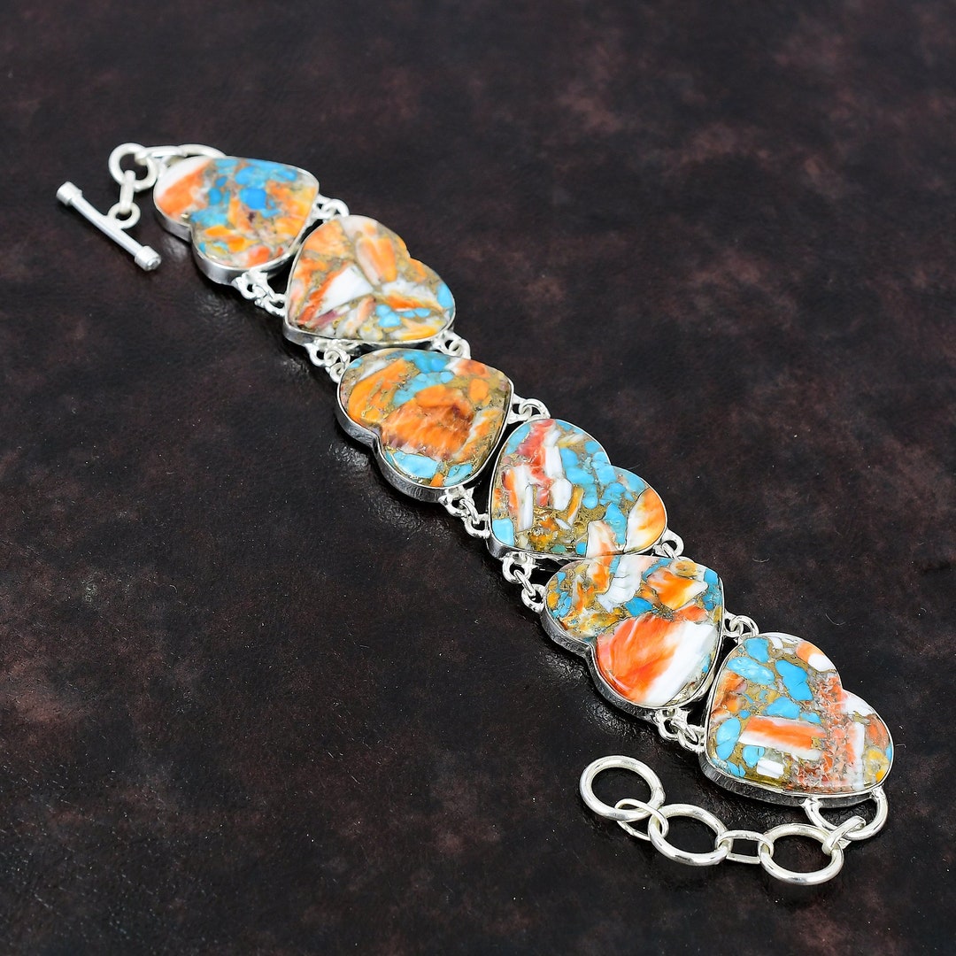 Spiny Oyster Copper Turquoise Bracelet 925 Sterling Silver Bracelet ...