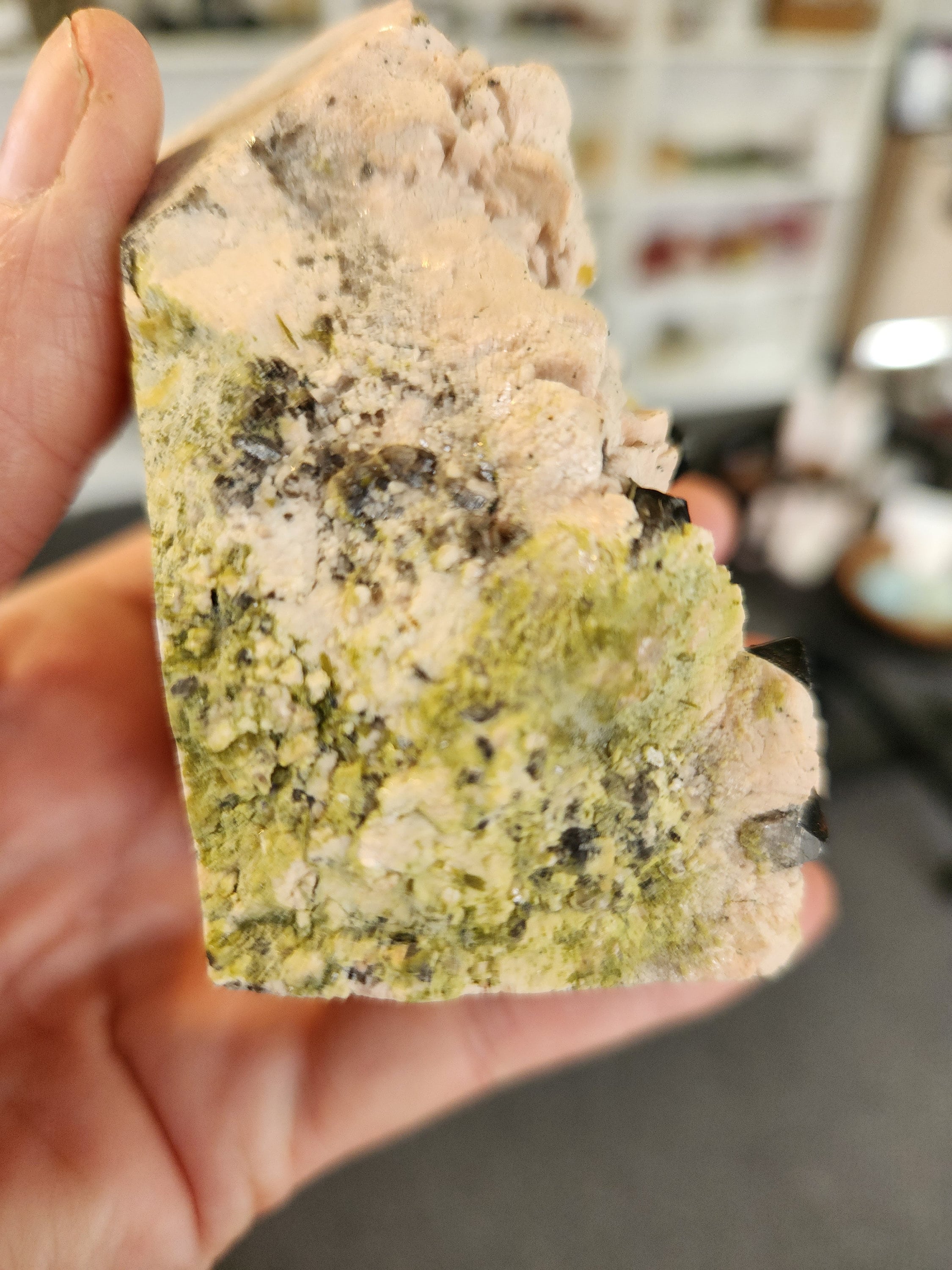 Black Quartz Pink Feldspar Epidote - Etsy