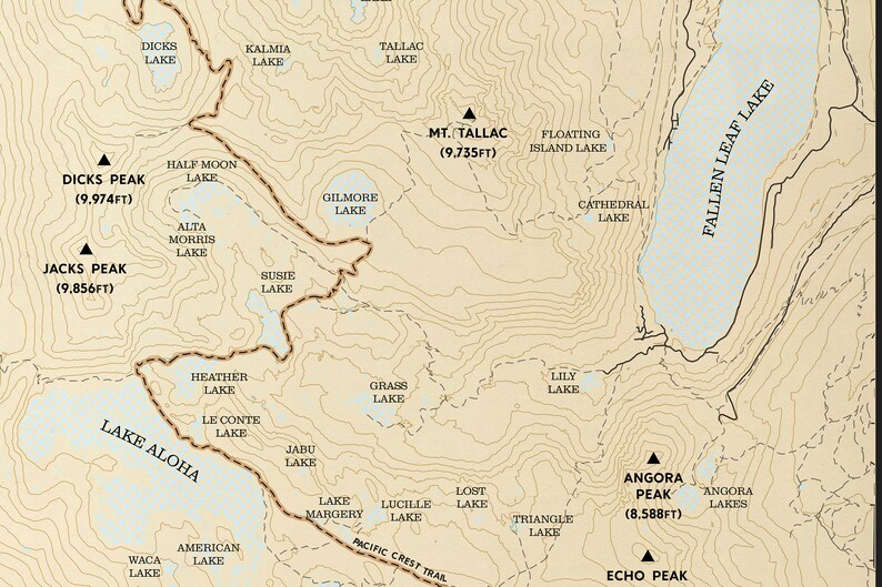 Desolation Wilderness Map Poster | Lake Tahoe Basin Topographic Art ...