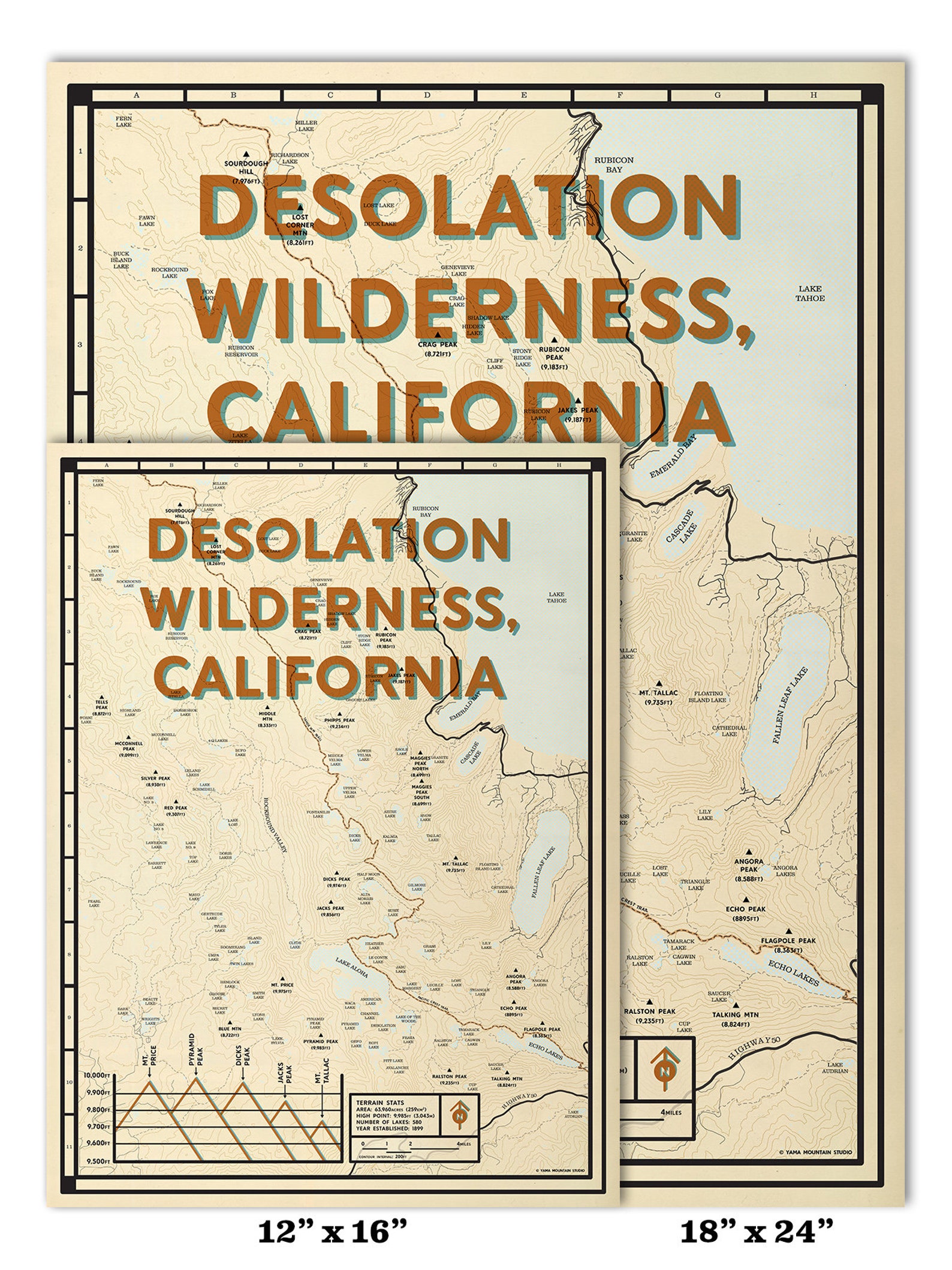 Desolation Wilderness Map Poster Lake Tahoe Basin | Etsy