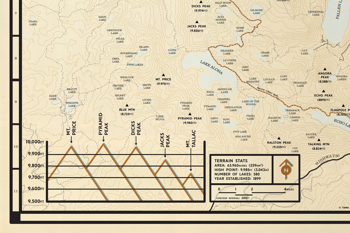 Desolation Wilderness Map Poster Lake Tahoe Basin | Etsy