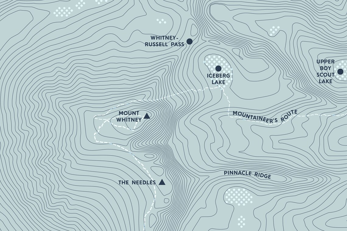 Mount Whitney Map Poster Mt Whitney Trail John Muir Trail - Etsy