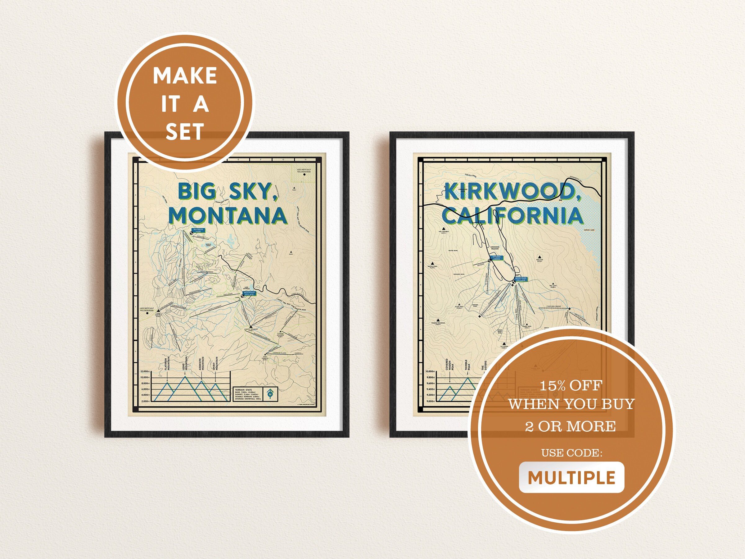Big Sky Ski Map Poster | Montana Art Print | Cabin Home Decor | Skier ...