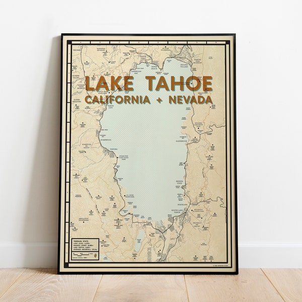 Lake Tahoe Map Poster - Etsy