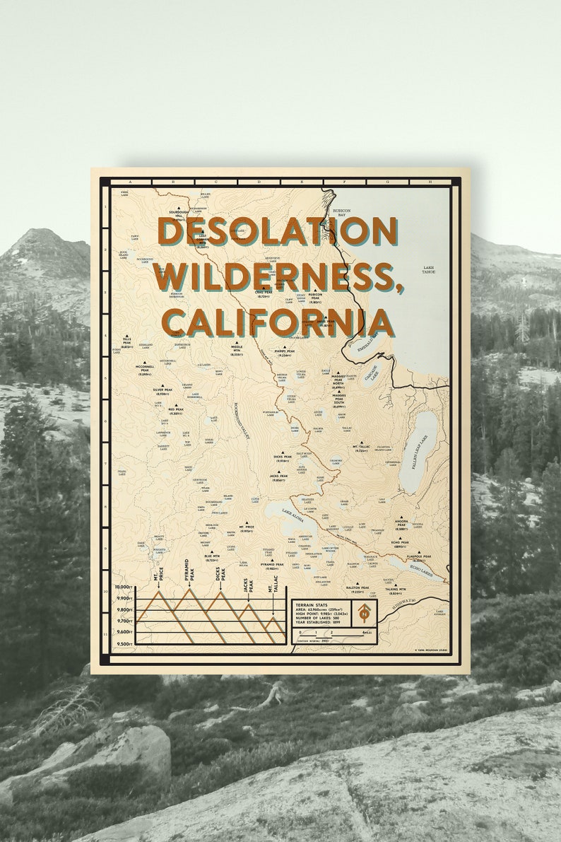 Desolation Wilderness Map Poster | Lake Tahoe Basin Topographic Art ...