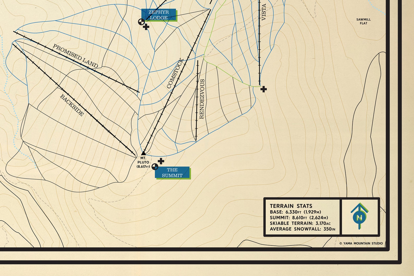 Northstar Ski Resort Map Poster Truckee Lake Tahoe Art Print | Etsy
