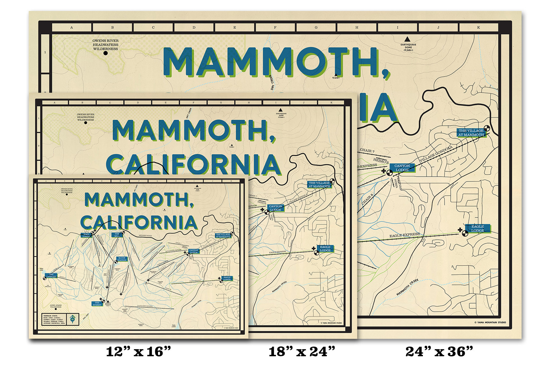 Mammoth Ski Resort Map Art Print | California Poster - Etsy