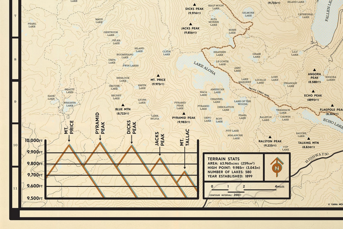 Desolation Wilderness Map Poster Lake Tahoe Basin - Etsy