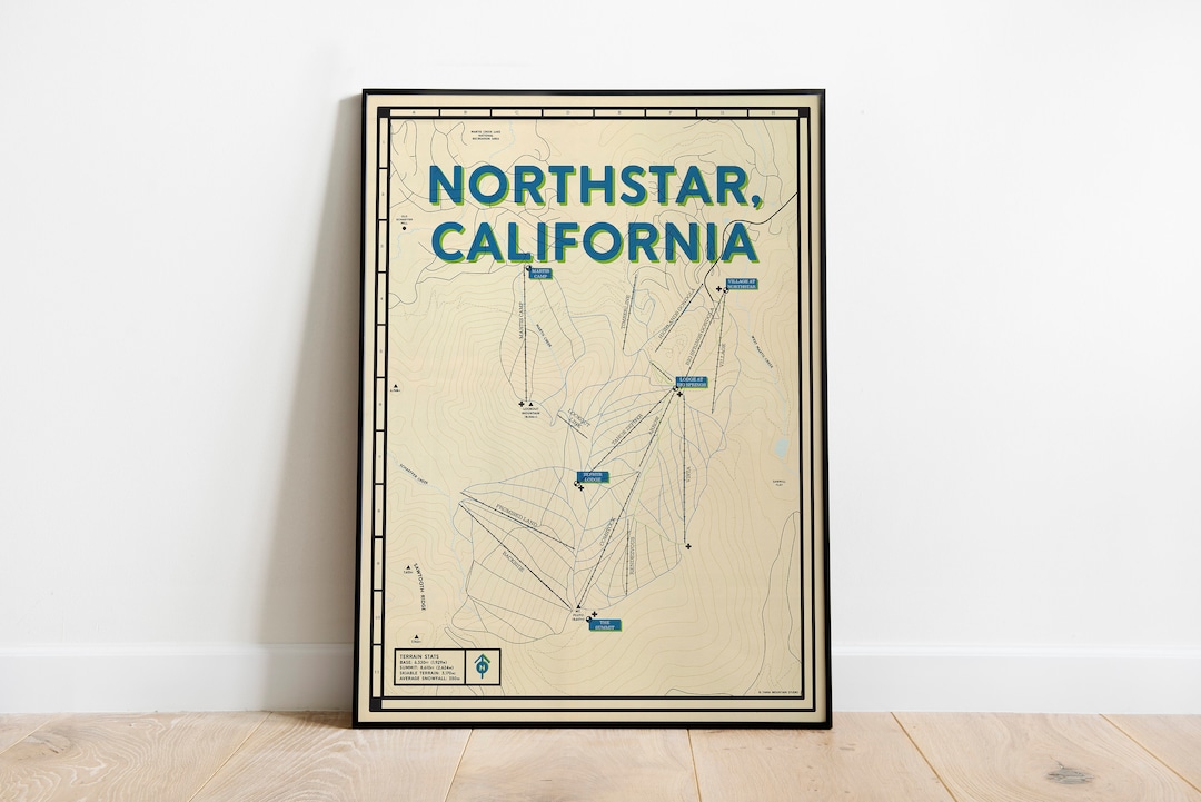Northstar Ski Resort Map Art Print | Lake Tahoe Cabin Poster - Etsy