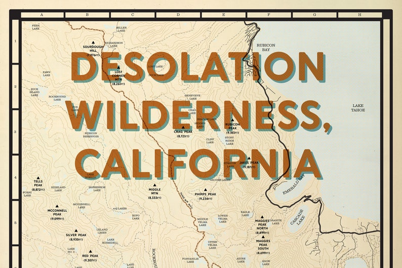 Desolation Wilderness Map Poster | Lake Tahoe Basin Topographic Art ...